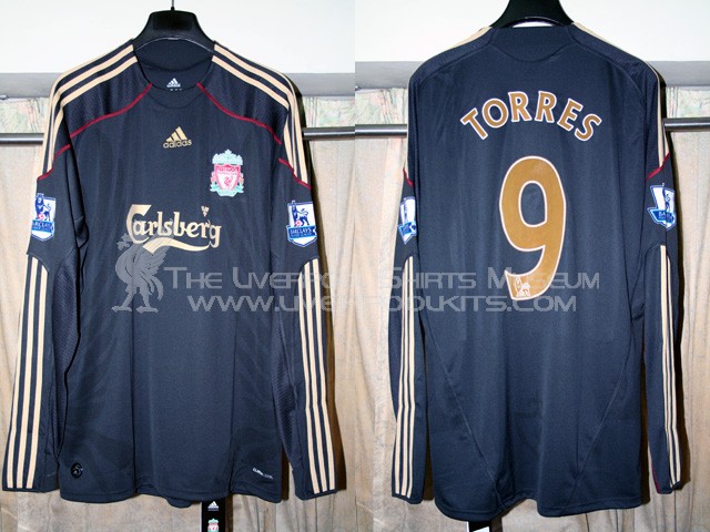 Liverpool Away football shirt 2009 - 2010. Sponsored by Carlsberg
