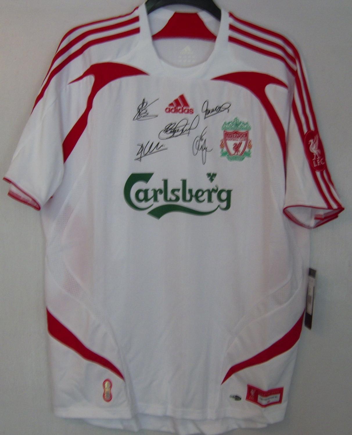 Liverpool Away football shirt 2007 - 2008. Sponsored by Carlsberg