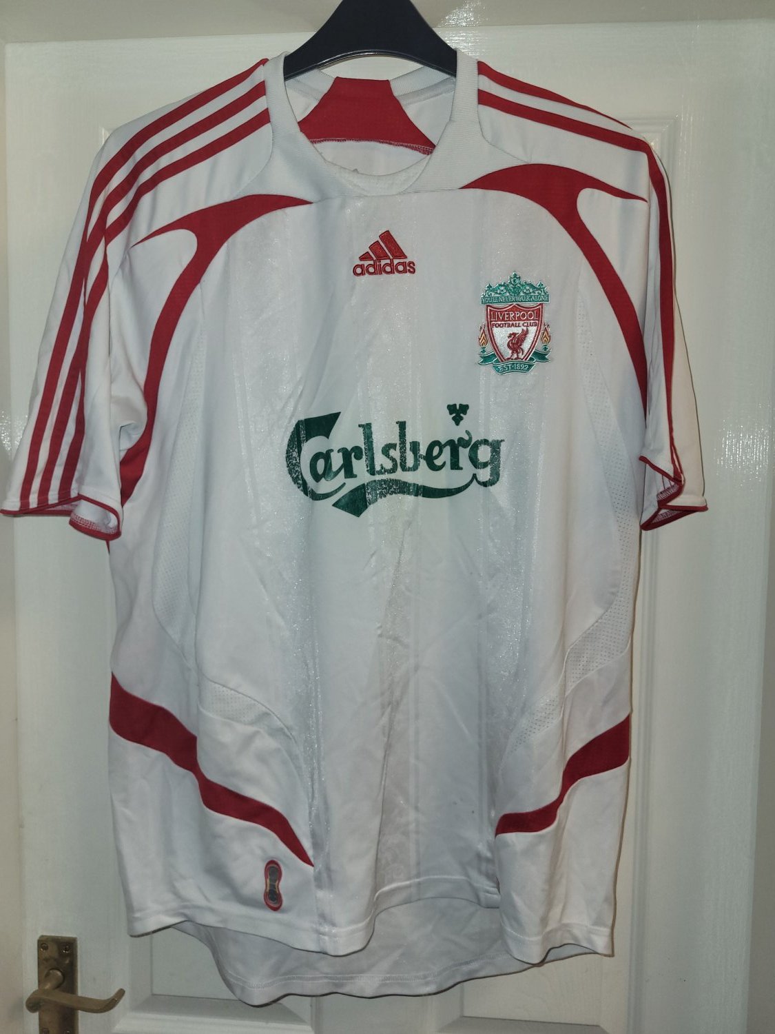 Liverpool Away football shirt 2007 - 2008. Sponsored by Carlsberg