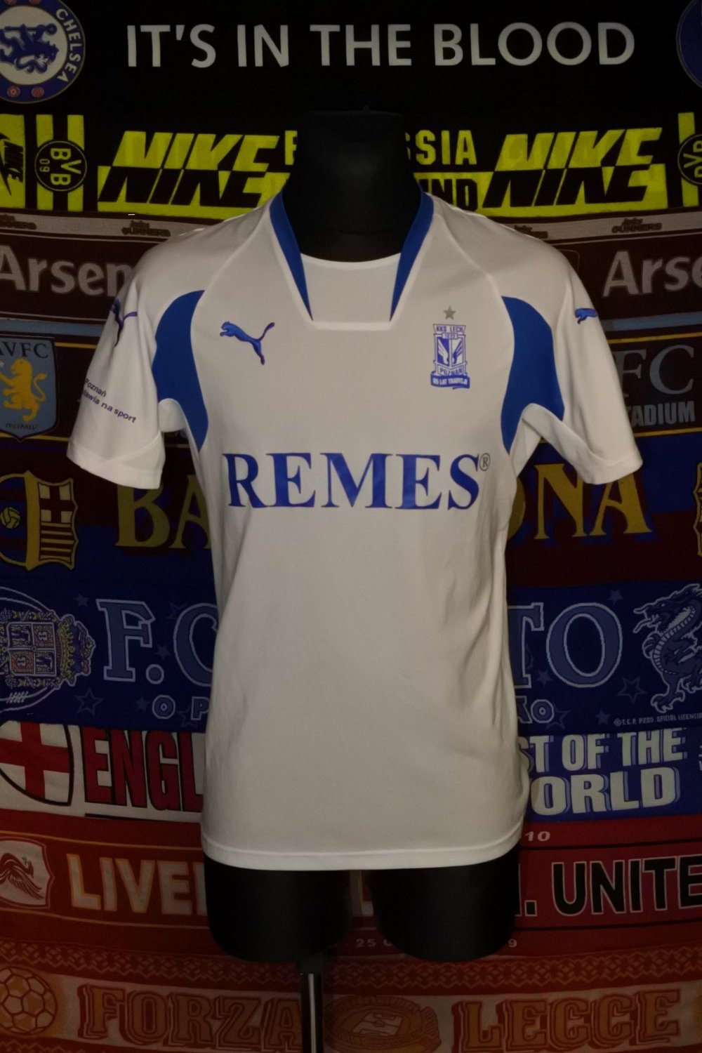 Lech Poznan Away football shirt 2007 - 2008. Sponsored by Remes