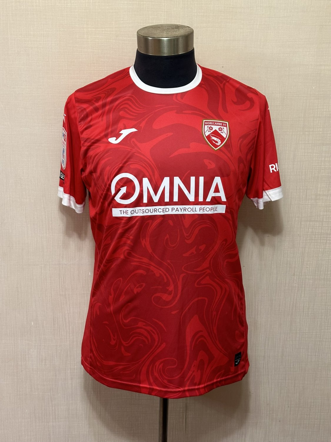 Morecambe Home football shirt 2023 - 2024. Sponsored by Omnia