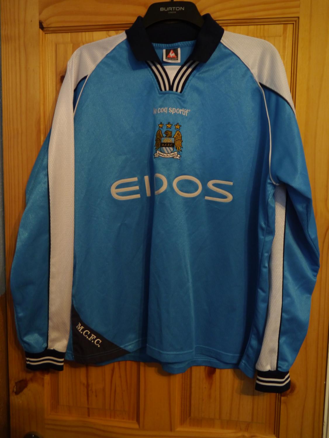 Manchester City Home football shirt 1999 - 2001. Sponsored by Eidos