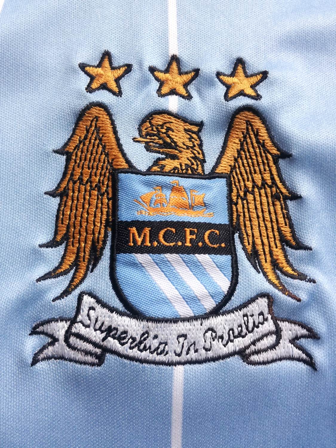 Manchester City Home football shirt 2007 - 2008. Sponsored by Thomas Cook