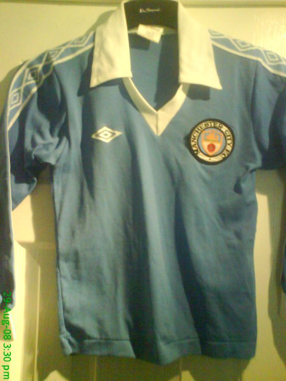 Manchester City Home football shirt 1977 - 1981. Sponsored by no sponsor