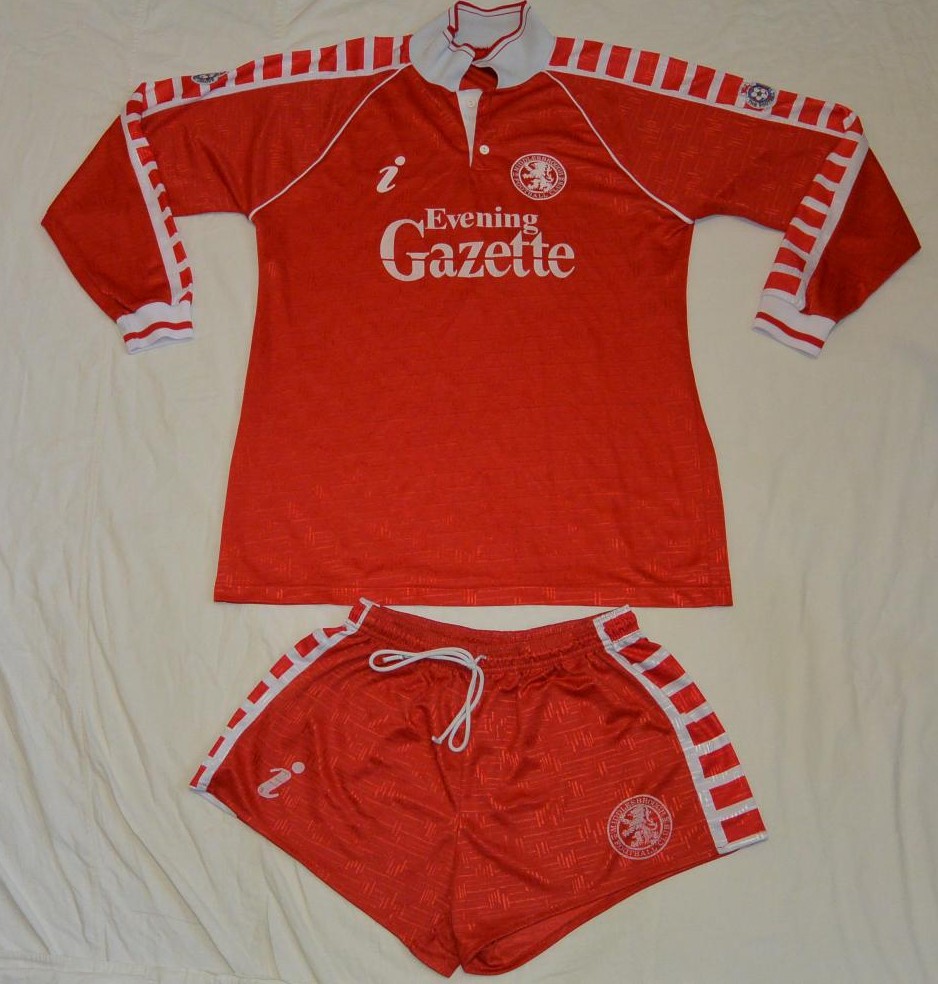 Middlesbrough Home football shirt 1990 - 1992. Sponsored by Evening Gazette