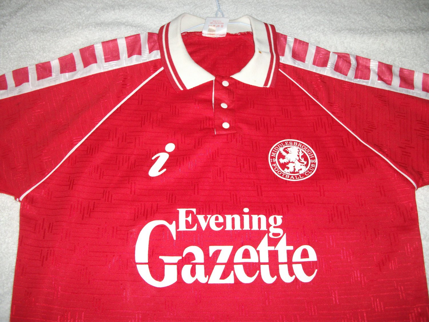 Middlesbrough Home football shirt 1990 - 1992. Sponsored by Evening Gazette