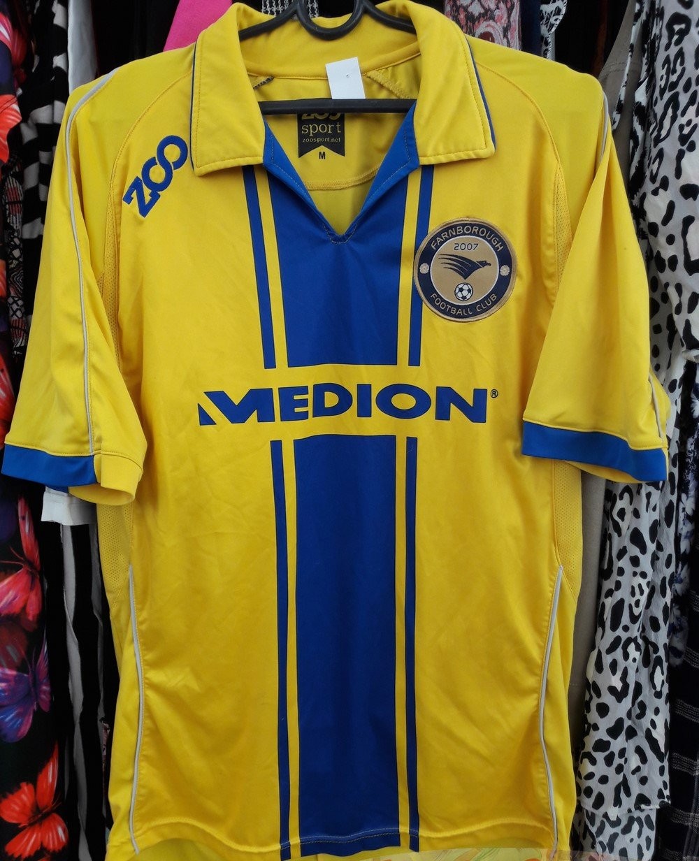 Farnborough FC Home football shirt 2011 - 2012. Sponsored by Medion