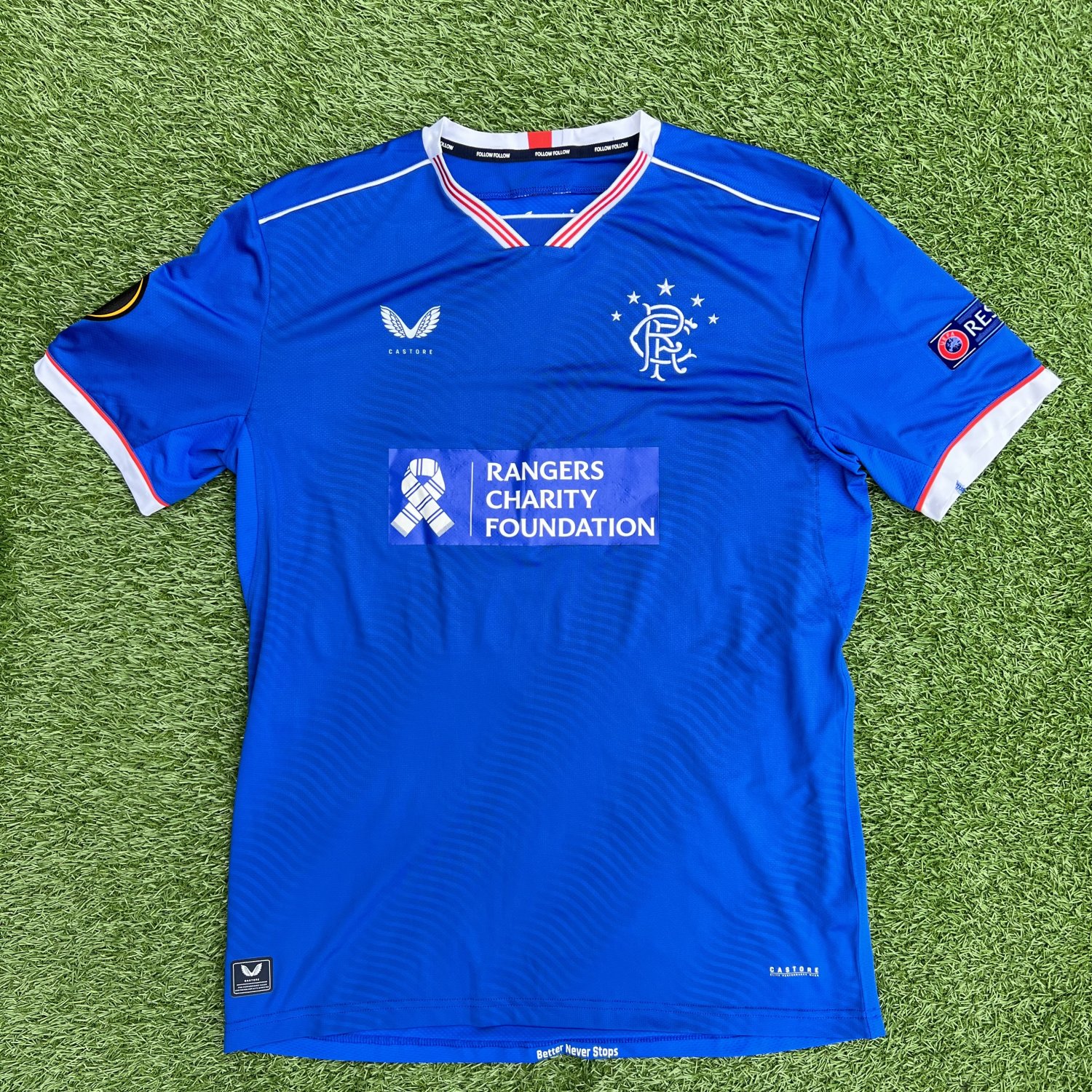 Rangers Home football shirt 2020 - 2021. Sponsored by Rangers Charity ...