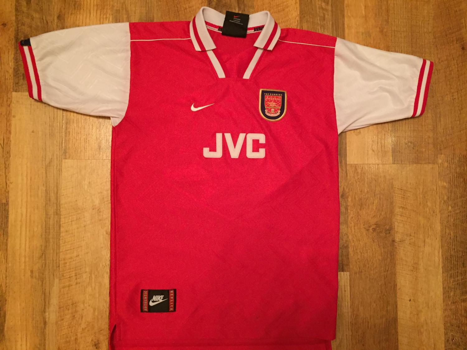 Arsenal Home football shirt 1996 - 1998. Sponsored by JVC