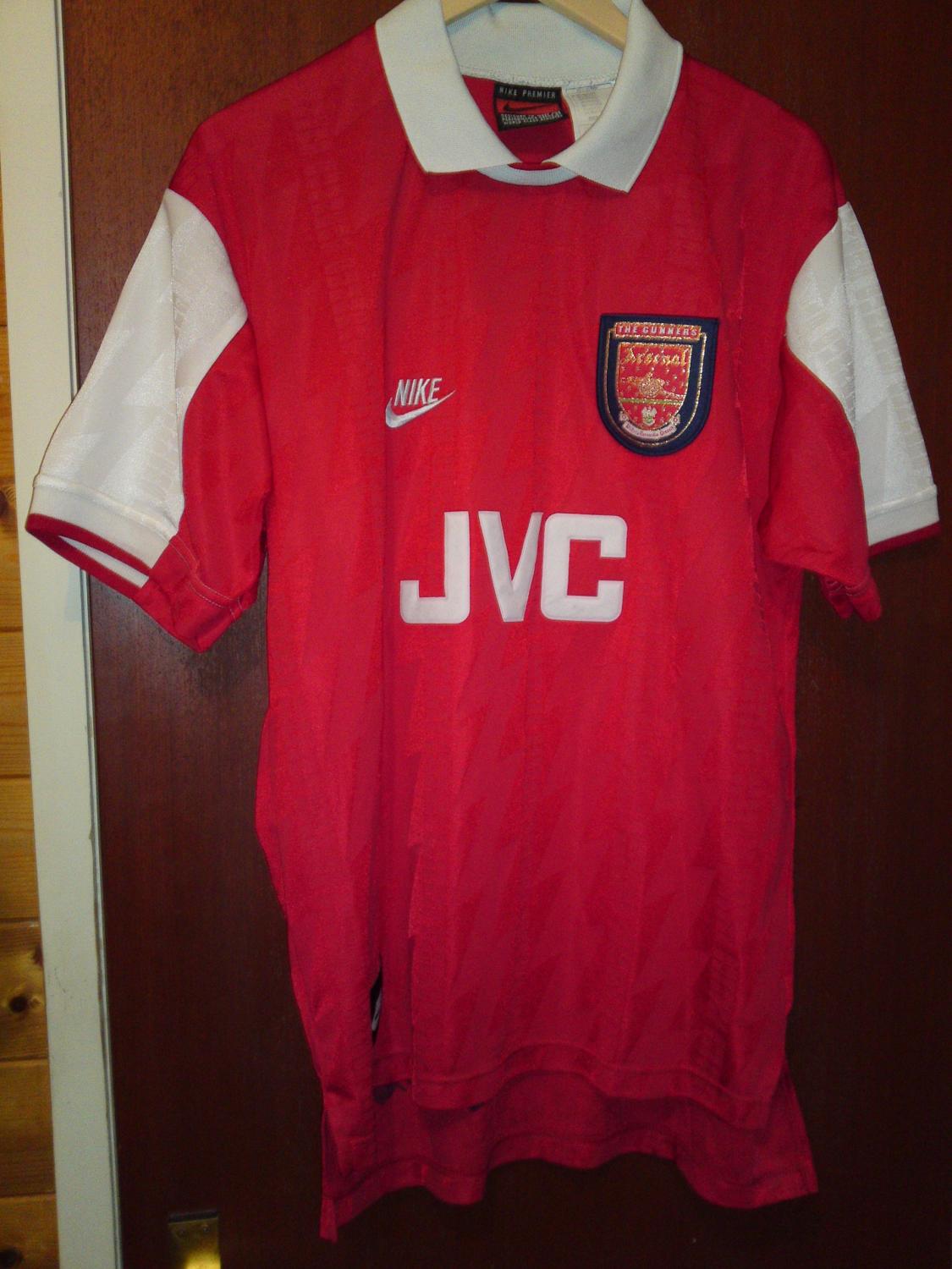 Arsenal Home football shirt 1995 - 1996. Sponsored by JVC