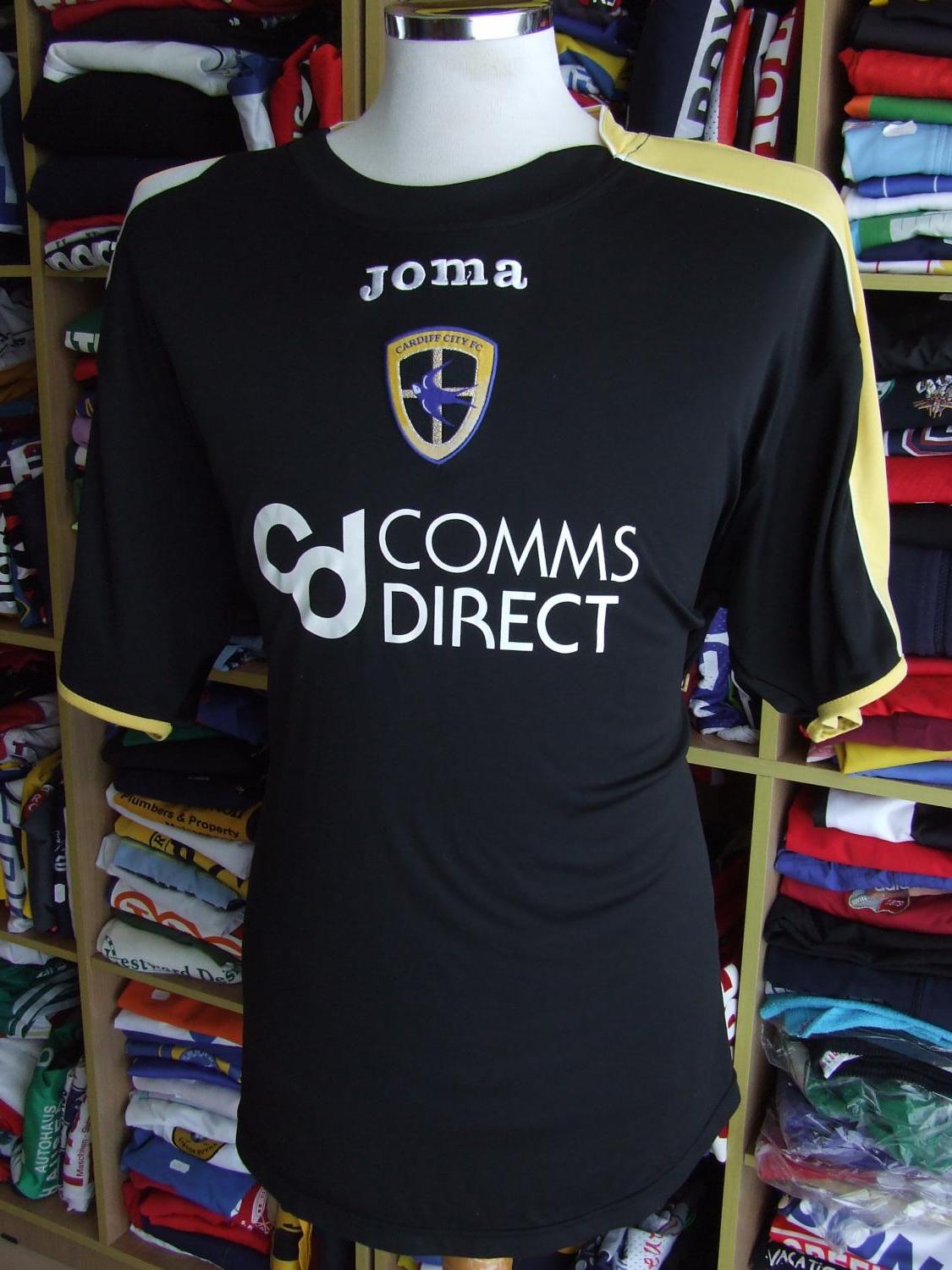 Cardiff City Away football shirt 2007 - 2008. Sponsored by Comms Direct