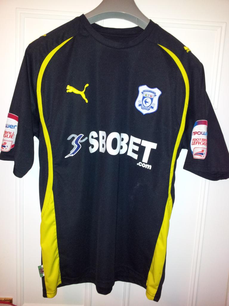 Cardiff City Away football shirt 2010 - 2011. Sponsored by SBOBET