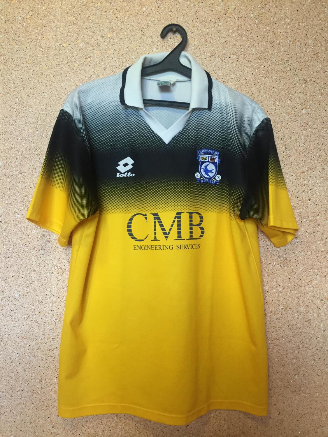 Cardiff City Away football shirt 1996 - 1997. Sponsored by CMB