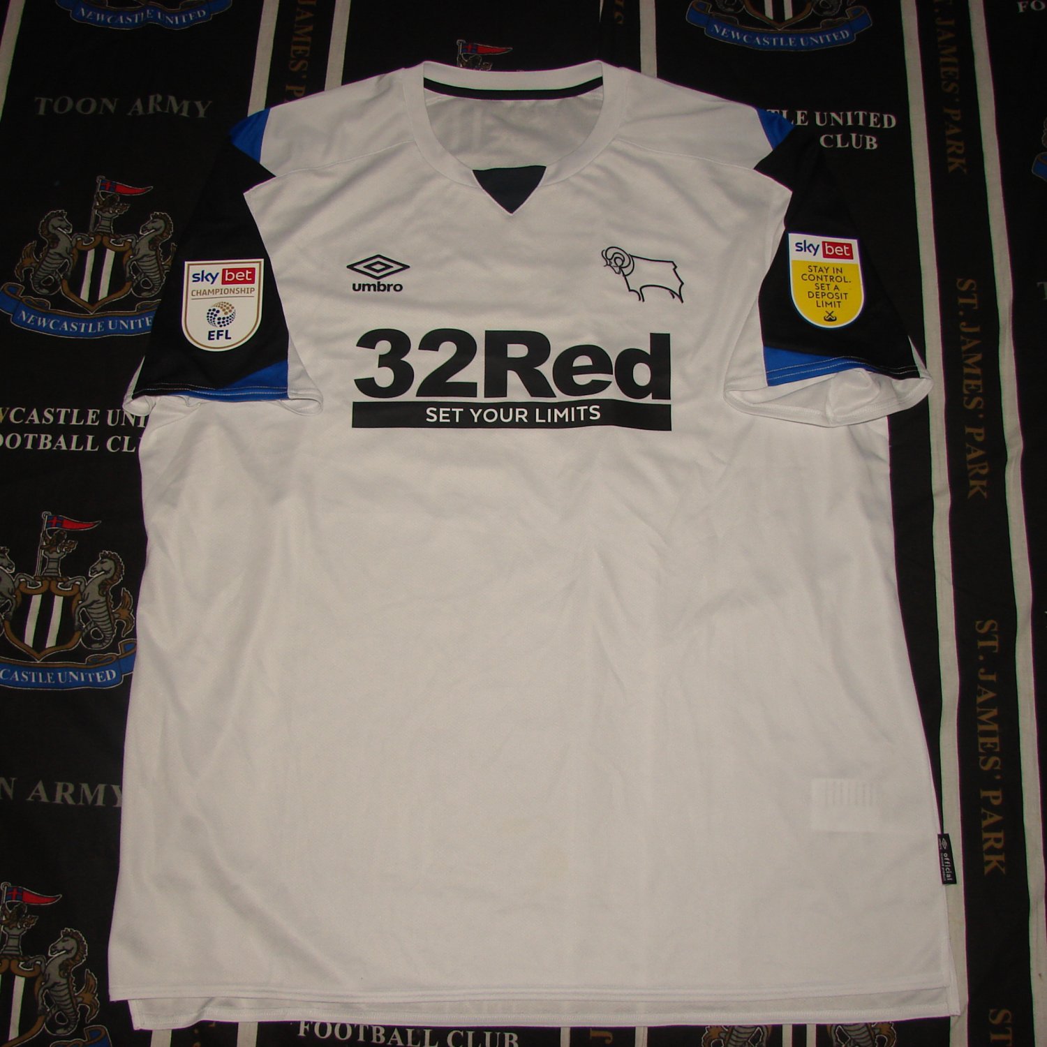 Derby County Home football shirt 2021 - 2022. Sponsored by 32Red