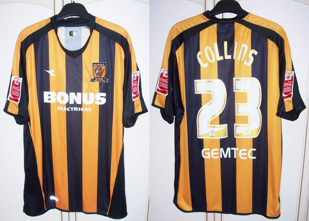Hull City Home football shirt 2006 - 2007. Sponsored by Bonus Electrical