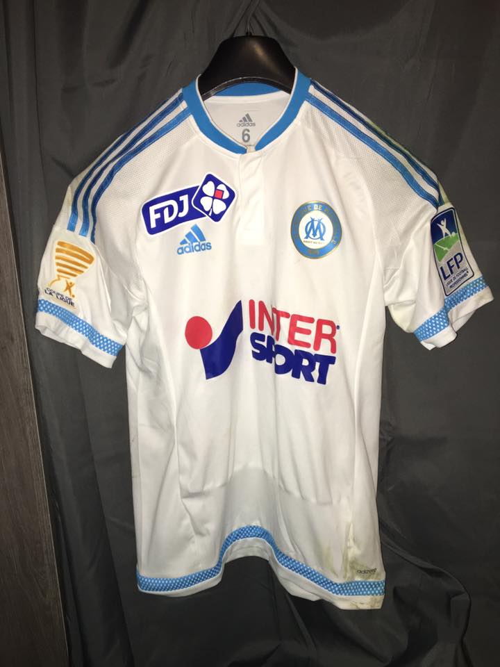 Olympique Marseille Home football shirt 2015 - 2016. Sponsored by Inter ...