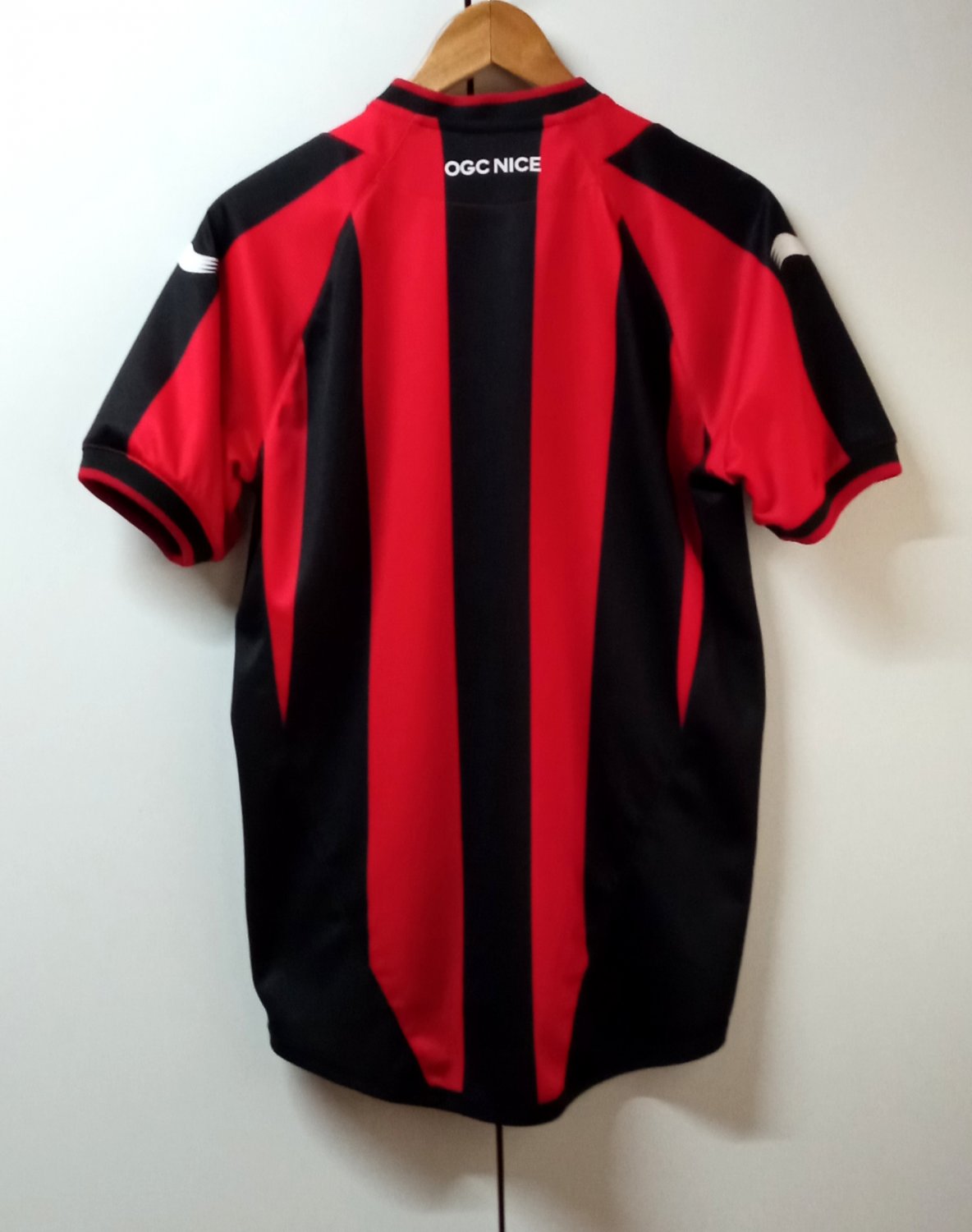 OGC Nice Home football shirt 2014 - 2015. Sponsored by Mutuelles du Soleil
