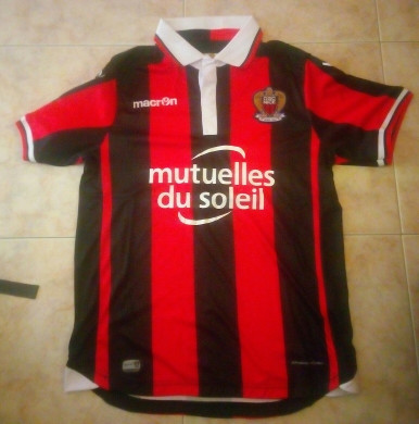 OGC Nice Home football shirt 2016 - 2017. Sponsored by Mutuelles du Soleil