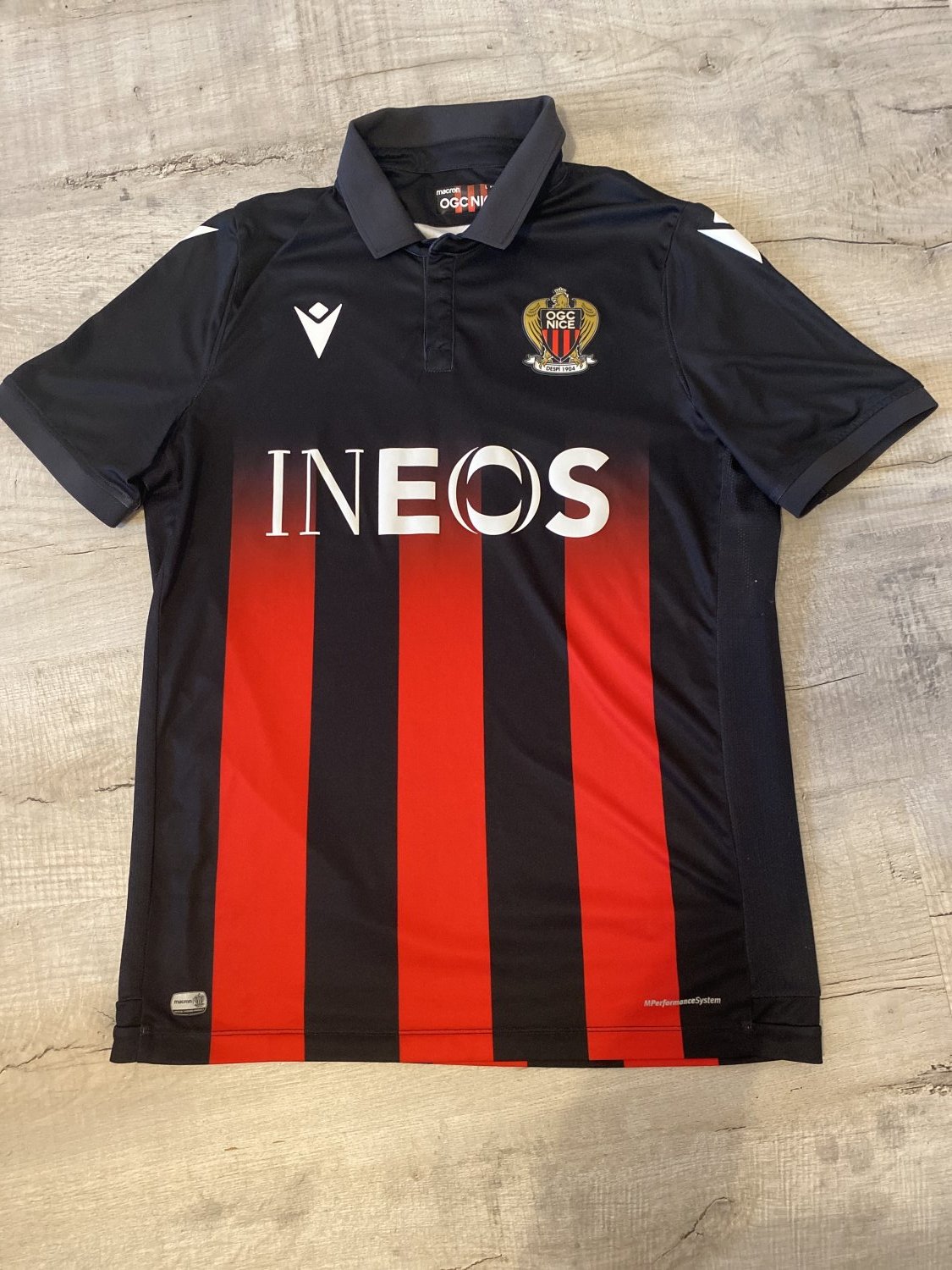 OGC Nice Home football shirt 2020 - 2021. Sponsored by Ineos