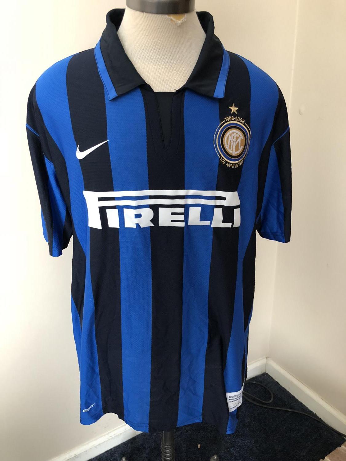 Internazionale Home maglia di calcio 2007 - 2008. Sponsored by Pirelli