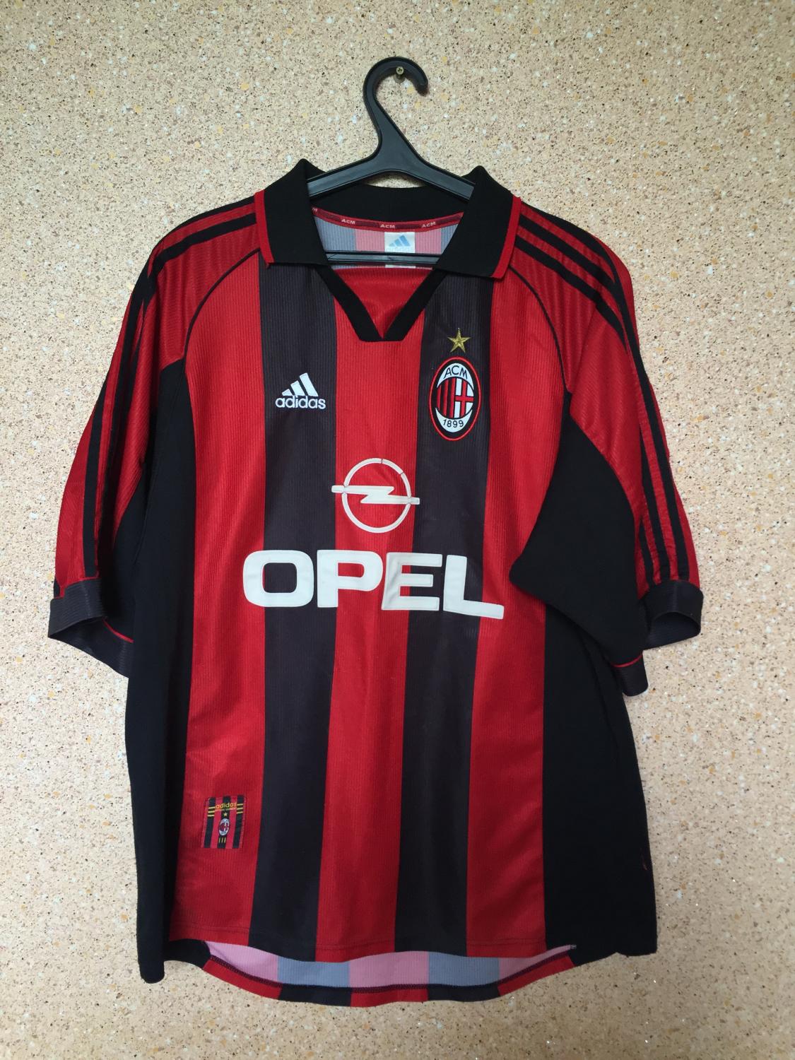 AC Milan Home football shirt 1998 - 1999. Sponsored by Opel