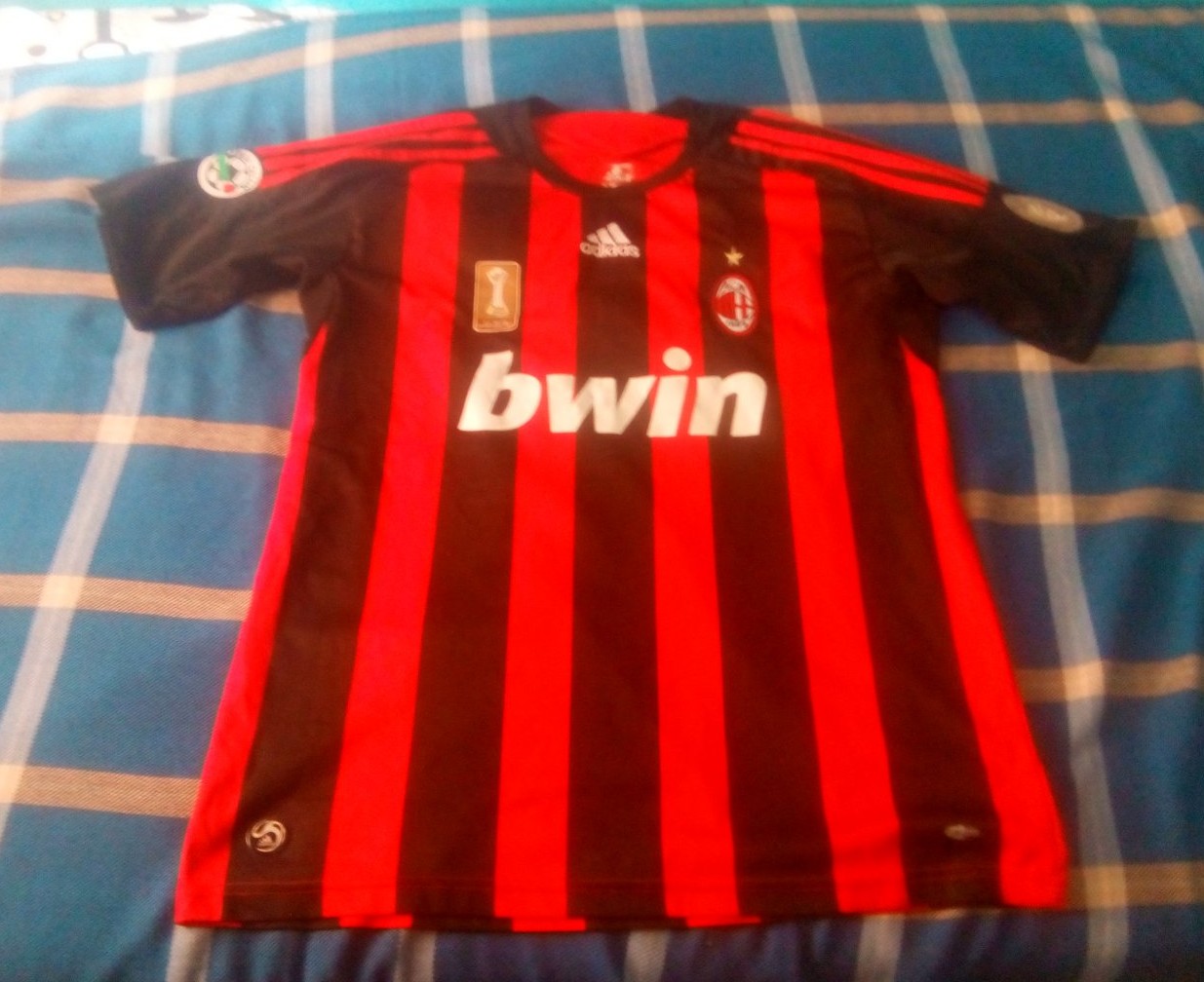 AC Milan Home football shirt 2008 - 2009. Sponsored by Bwin