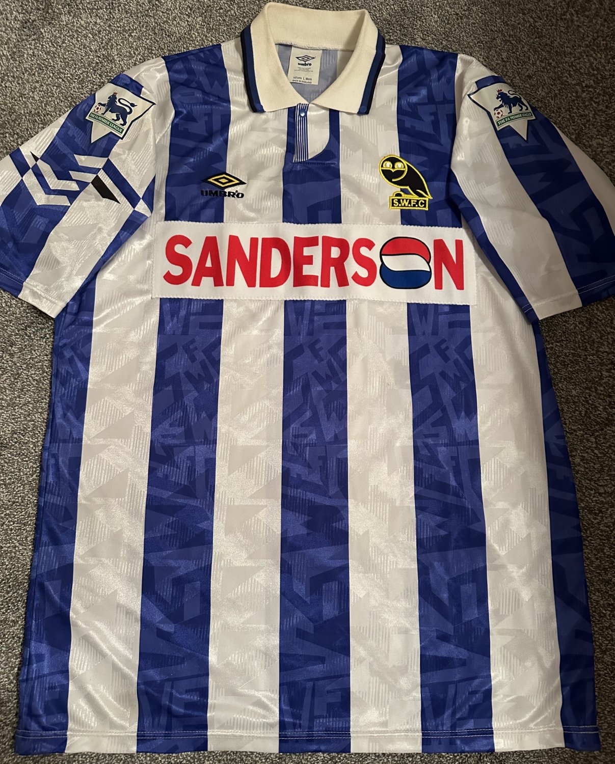 Sheffield Wednesday Home Football Shirt 1992 1993 Sponsored By Sanderson sheffield-wednesday-home-football-shirt-1992-1993-sponsored-by-sanderson