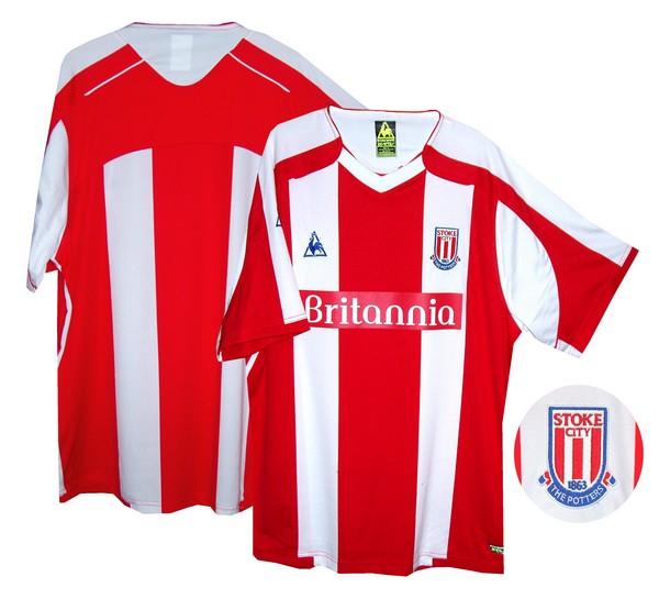 Stoke City Home football shirt 2008 - 2009. Sponsored by Britannia