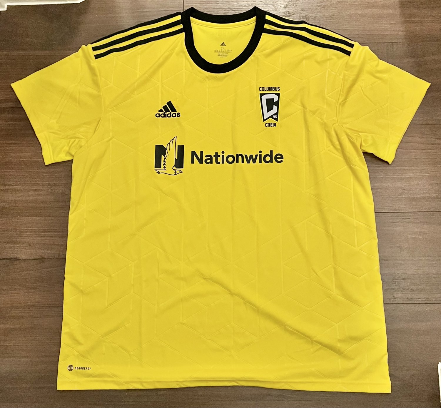Columbus Crew Home football shirt 2022. Sponsored by Nationwide