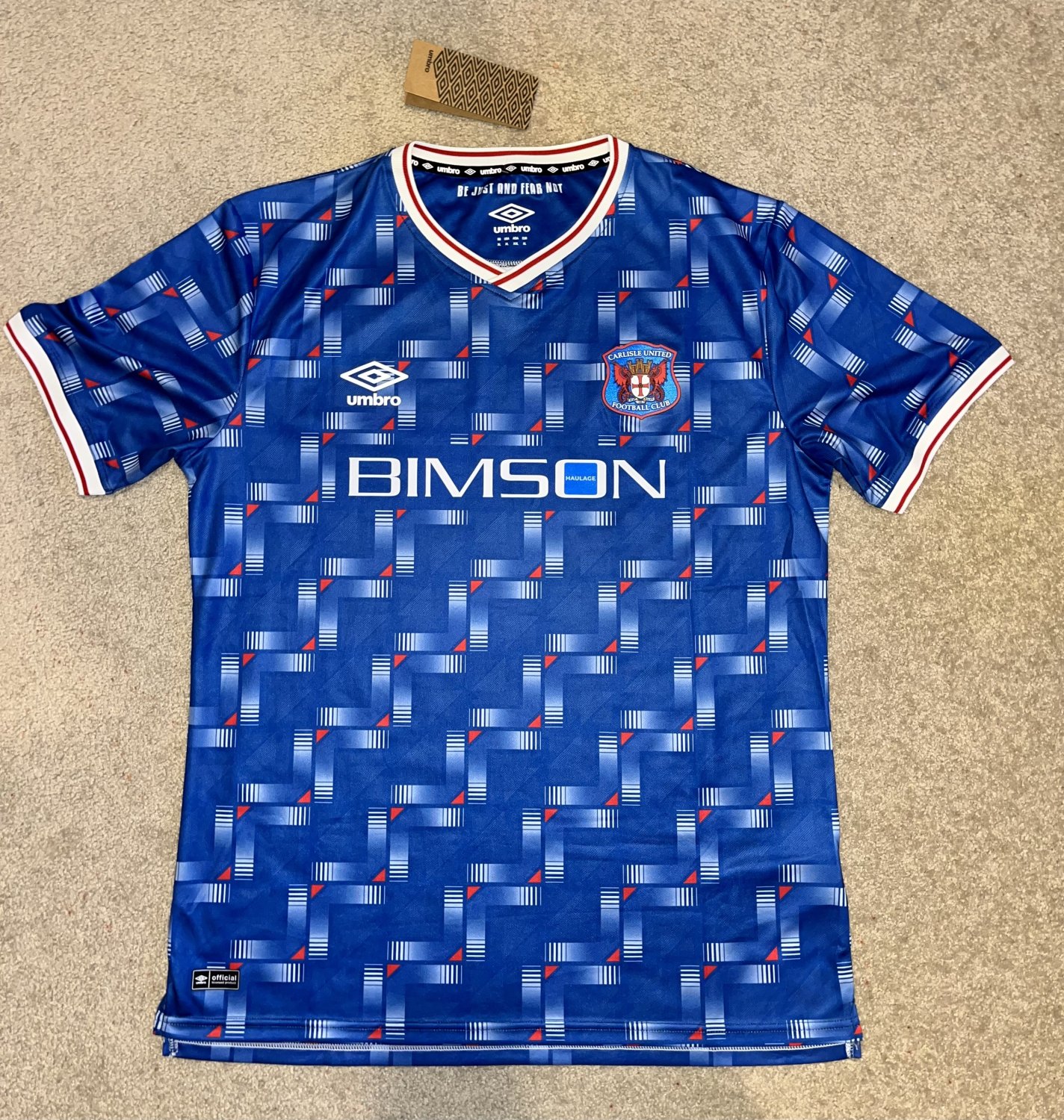 Carlisle United Home football shirt 2023 - 2024. Sponsored by Bimson ...