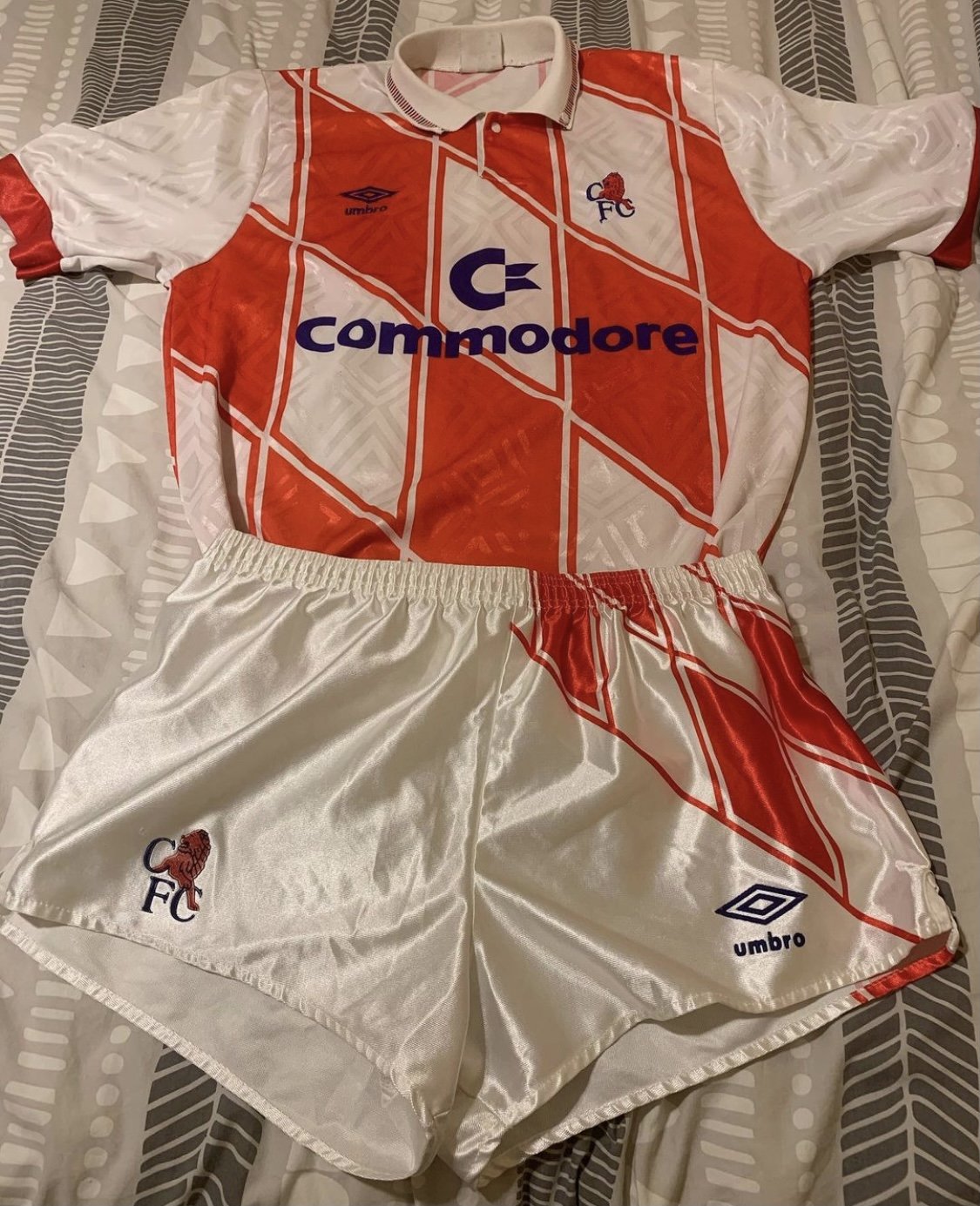 Chelsea Away football shirt 1990 - 1992. Sponsored by Commodore