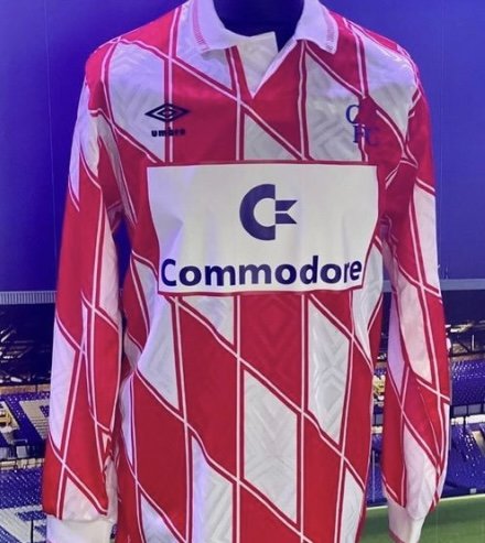 Chelsea Away football shirt 1990 - 1992. Sponsored by Commodore