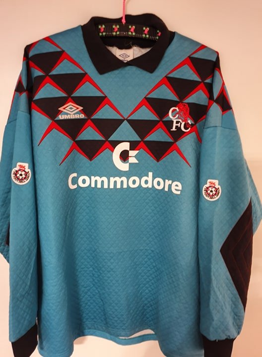 Chelsea Goalkeeper football shirt 1992 - 1993. Sponsored by Commodore
