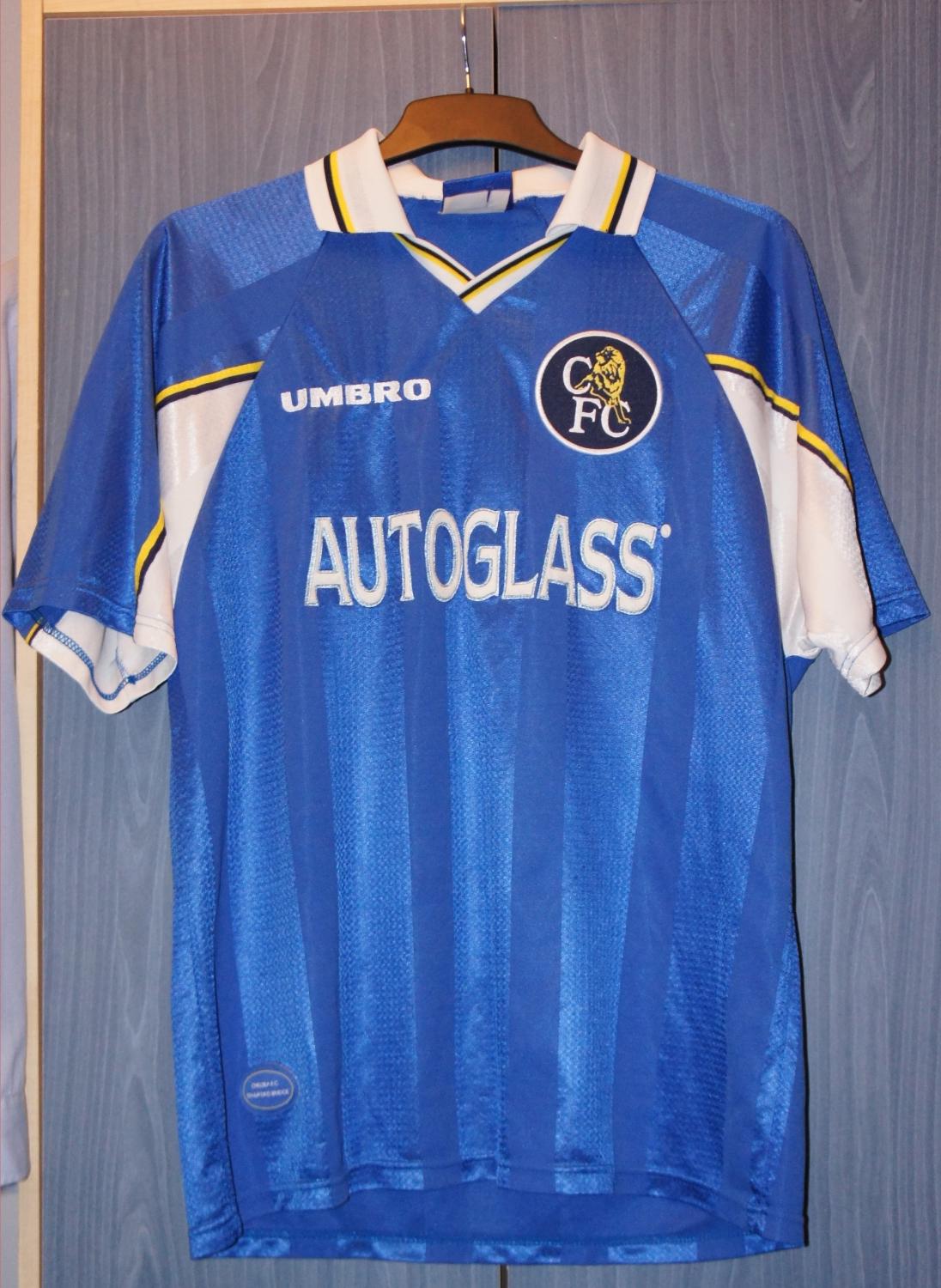 Chelsea Home football shirt 1997 - 1999. Sponsored by Autoglass