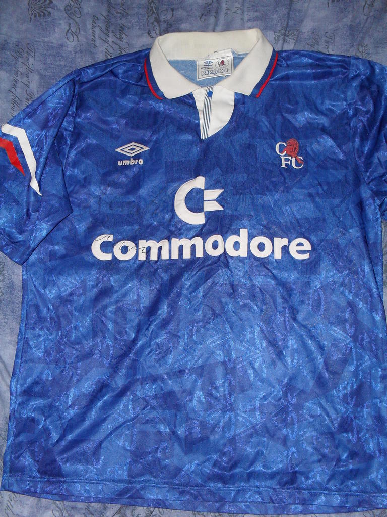 Chelsea Home maglia di calcio 1991 - 1993. Sponsored by Commodore