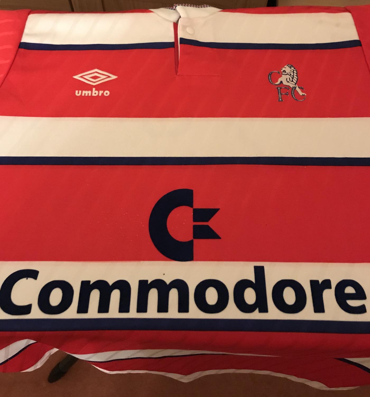 Chelsea Third football shirt 1988 - 1990. Sponsored by Commodore