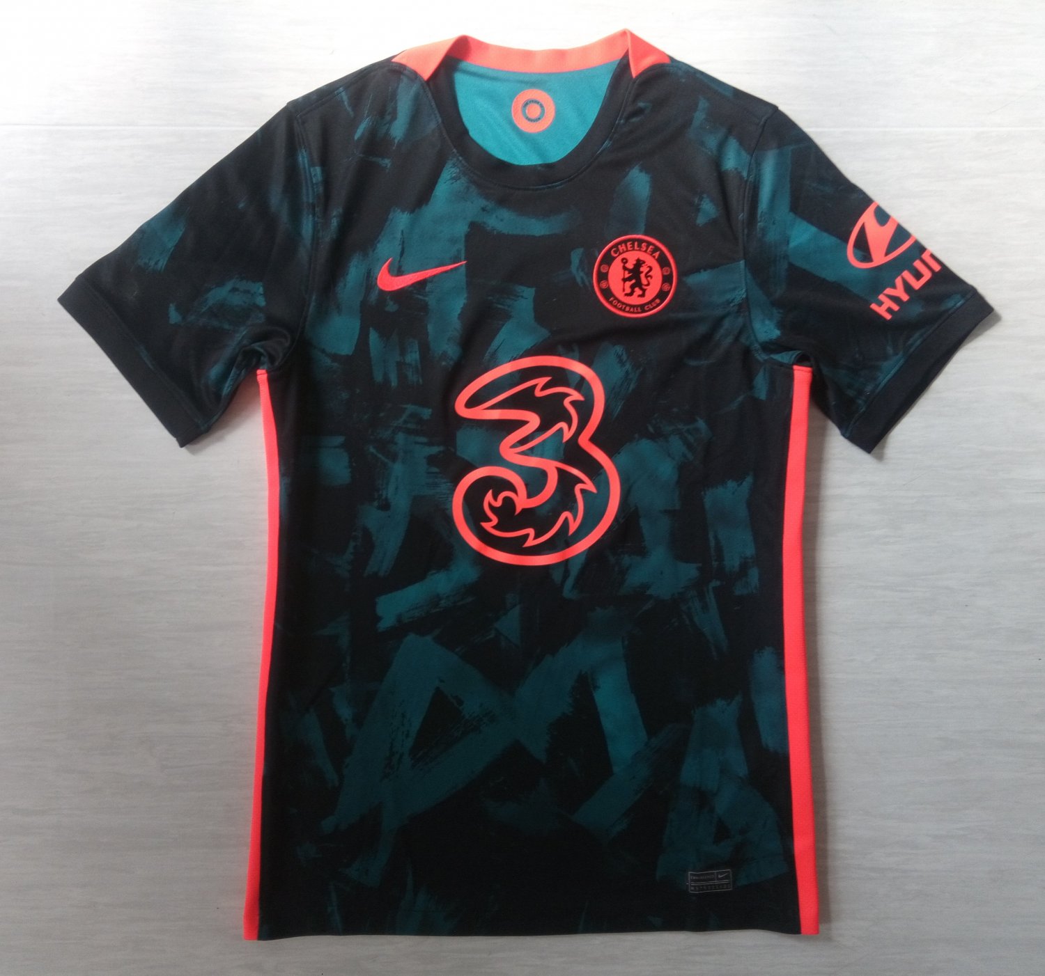 Chelsea Third football shirt 2021 - 2022. Sponsored by Three