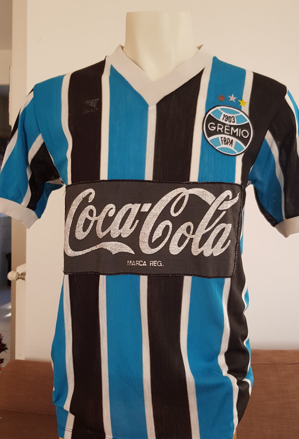 Gremio Home football shirt 1985 - 1986. Sponsored by Coca Cola